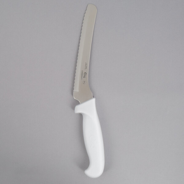 Choice 7" Offset Serrated Edge Bread Knife with White Handle
