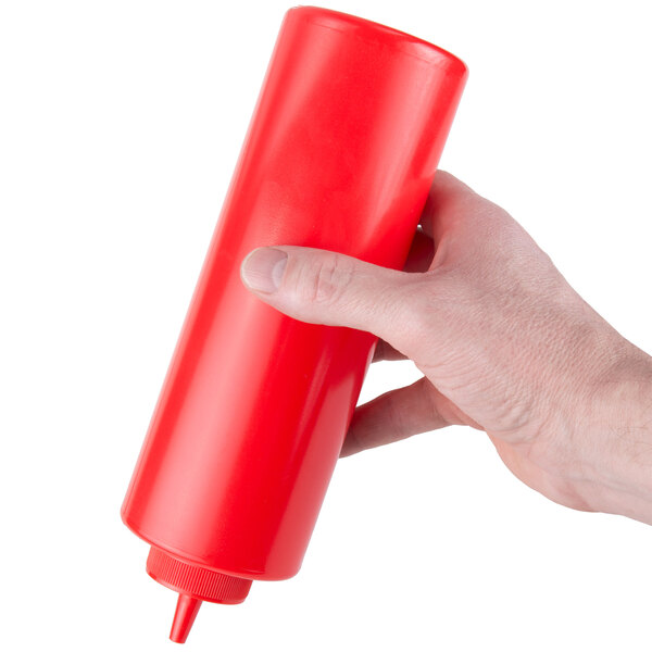 Choice 24 oz. Red Squeeze Bottle - 6/Pack