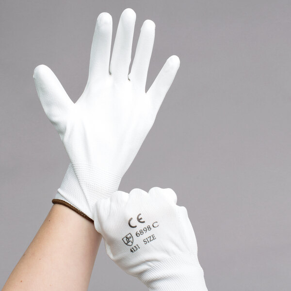 Cordova White Polyester Gloves with White Polyurethane Palm Coating ...