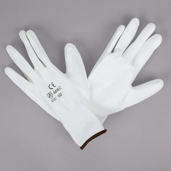 Cordova White Polyester Gloves with White Polyurethane Palm Coating ...