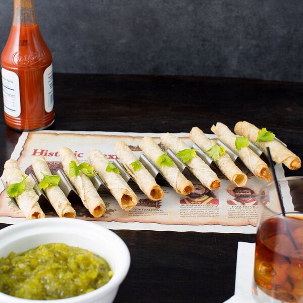 Choice 13 1/4" x 2" x 1" Stainless Steel Mini Taco Holder with 9 or 10 ...