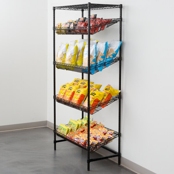 Regency Black Epoxy 5-Shelf Angled Stationary Merchandising Rack - 18 ...