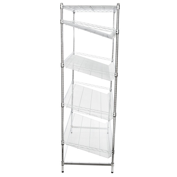 Regency Chrome 5-Shelf Angled Stationary Merchandising Rack - 24" x 48 ...
