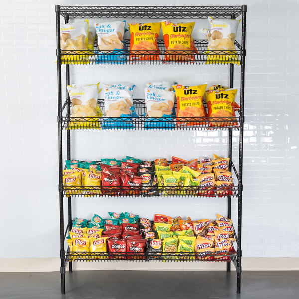 Regency Black Epoxy 5-Shelf Angled Stationary Merchandising Rack - 18 ...