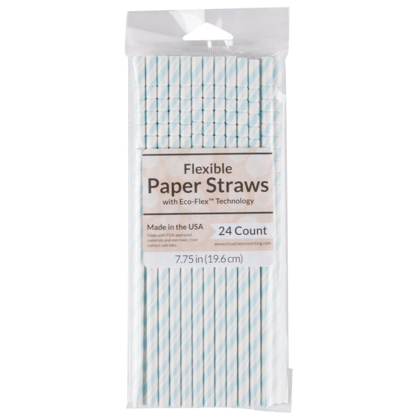 Creative Converting 091188 7 3/4" Jumbo Pastel Blue / White Stripe ...