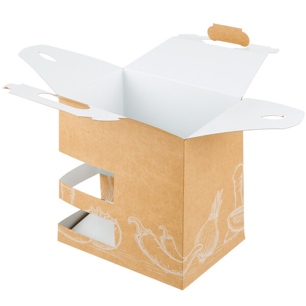 8" x 6" x 8" Barn Take Out Lunch Box / Chicken Box with Cup Holder and ...