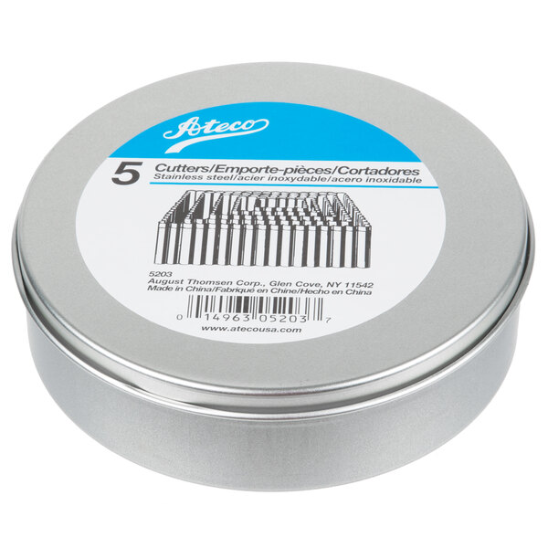 Ateco 5203 5-Piece Stainless Steel Fluted Square Cutter Set
