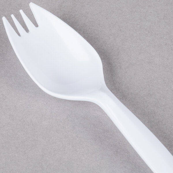 Choice Individually Wrapped Medium Weight White Plastic Spork - 1000/Case