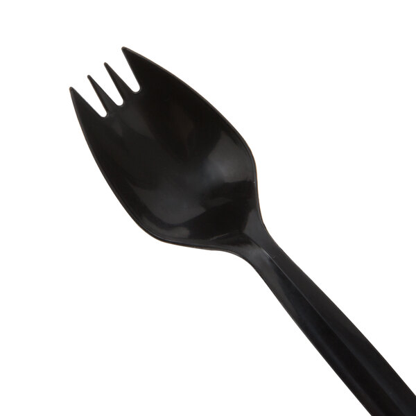 Choice Medium Weight Black Plastic Spork - 100/Pack