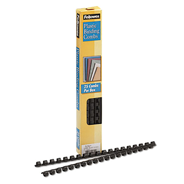 Fellowes 52321 5/16" Diameter Black Plastic 40-Sheet Binding Comb - 25/Pack
