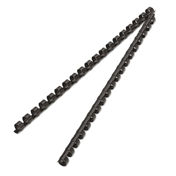Fellowes 52322 3/8" Diameter Black Plastic 55-Sheet Binding Comb - 25/Pack