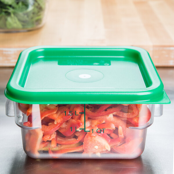 Cambro SFC2452 Kelly Green Square Polyethylene Lid for 2 and 4 Qt. Food ...