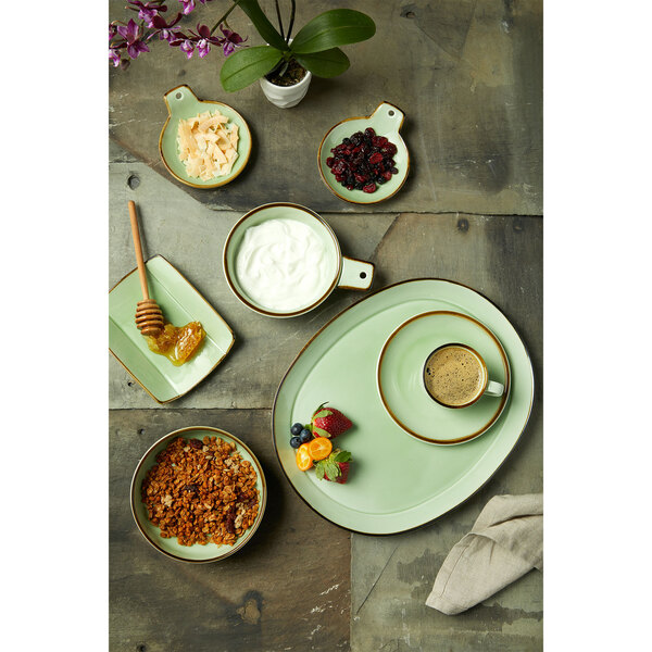 Oneida F1463067355 Studio Pottery Celadon 10 1/4" Porcelain Oval ...