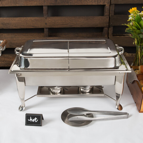 Choice 8 Qt. Full Size Folding Chafer Kit with Stainless Steel Hinged Cover