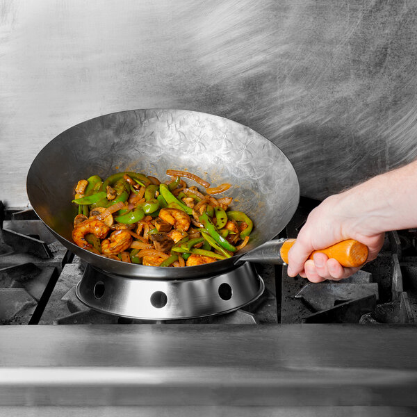 Carbon Steel Flat Bottom Wok | WebstaurantStore