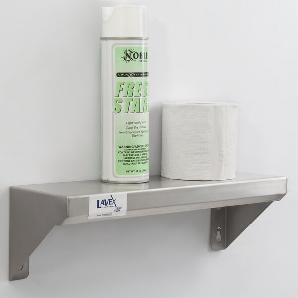 Lavex Janitorial 5" x 16" Stainless Steel Restroom Wall Mount Shelf