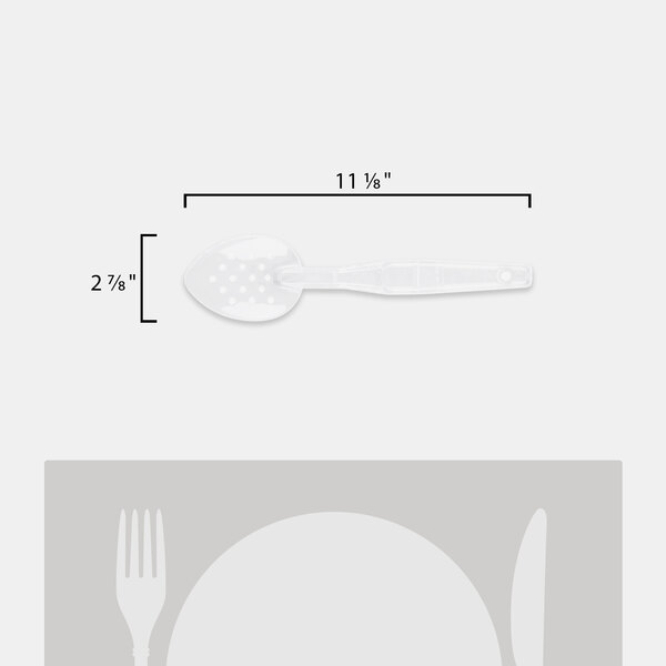 Cambro SPOP11CW135 11" Clear Camwear Perforated Salad Bar / Buffet Spoon