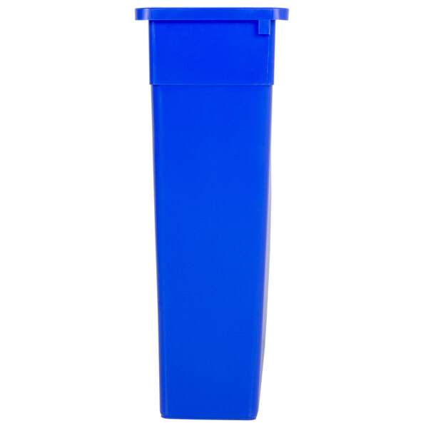 Continental 23001 23 Gallon Blue Rectangular Wall Hugger / Slim Recycle Bin