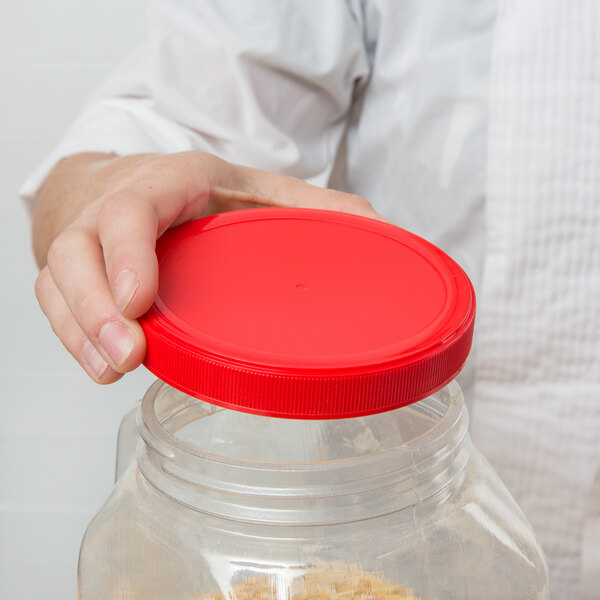 Choice Red Spice Container Lid with a 110/400 Finish