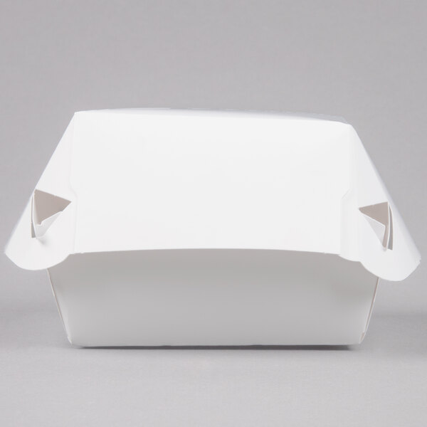 Microwavable Hinged White Paper Take Out Container 4" x 4" x 3" - 100/Pack