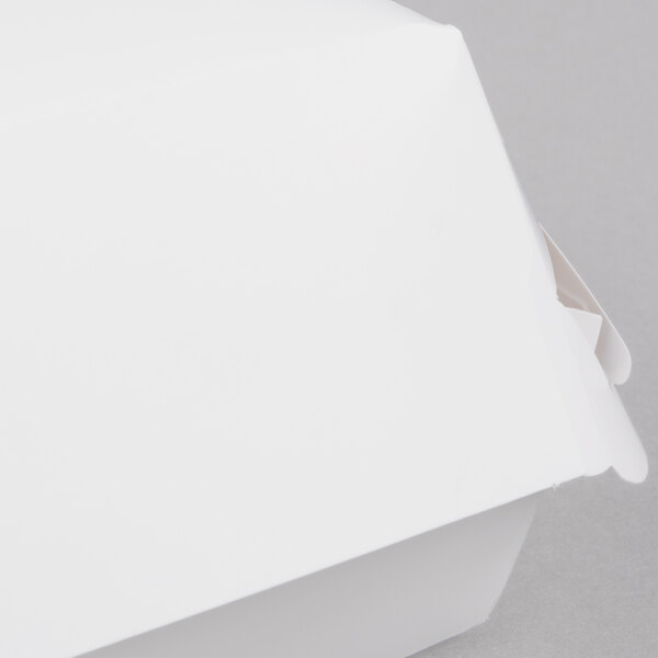 Microwavable Hinged White Paper Take Out Container 4" x 4" x 3" - 100/Pack