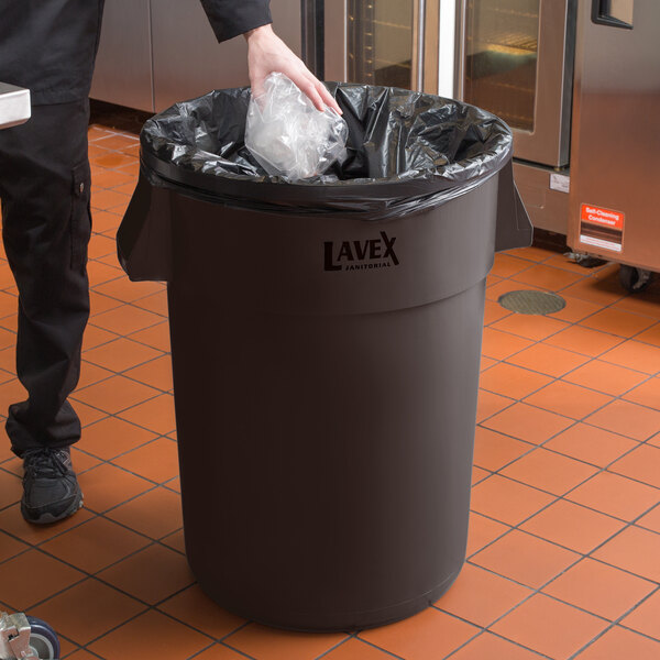 Lavex Janitorial 44 Gallon Brown Round Commercial Trash Can