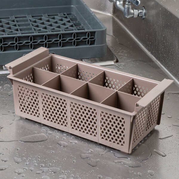 Noble Products 8 Compartment Half Size Brown Flatware Rack without Handles