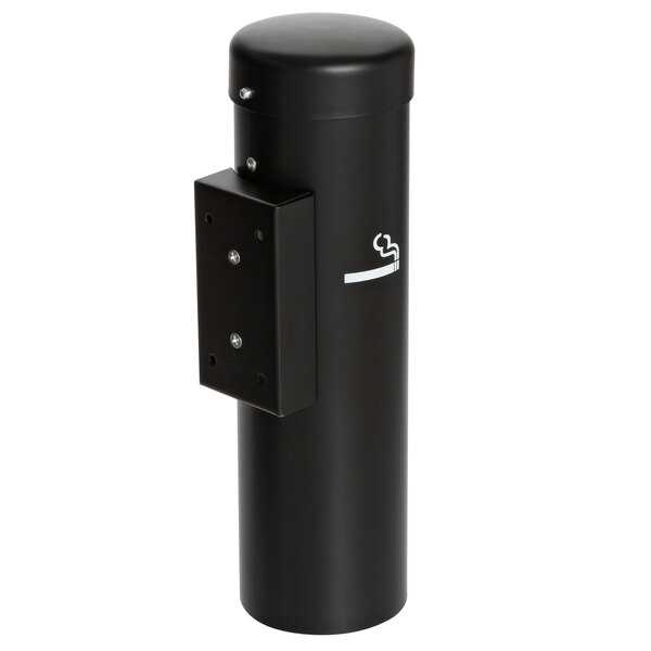 Lavex 12 3/4" Black Wall Mounted Cigarette Receptacle