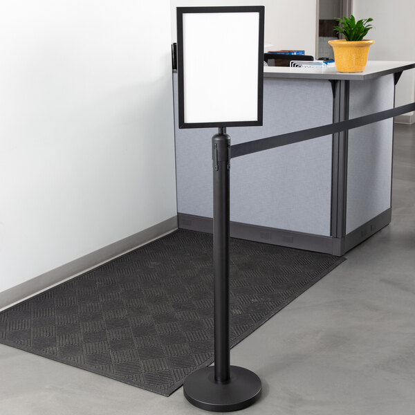 Lancaster Table & Seating 12" x 16 3/4" Black Removable Steel Stanchion ...