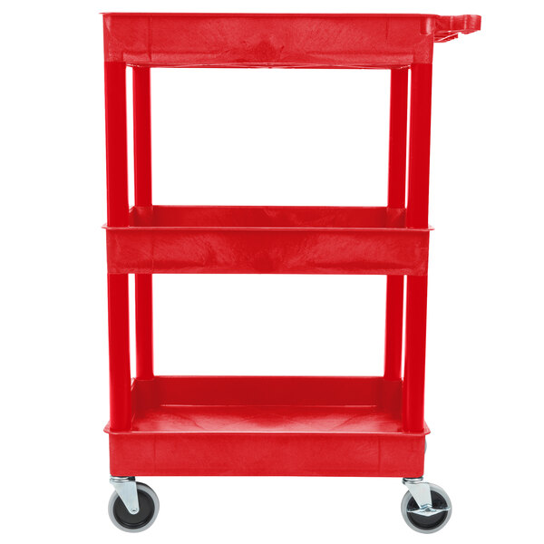 Luxor RDSTC111RD Red 3 Tub Utility Cart - 18" x 24" x 38 1/2"