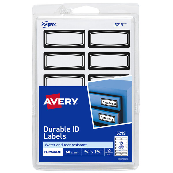 Avery 05219 3/4" x 1 3/4" Black Border Durable ID Labels - 60/Pack
