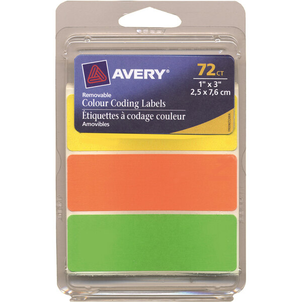Avery 06722 1" x 3" Assorted Neon Color Write-On Color-Coding Labels ...
