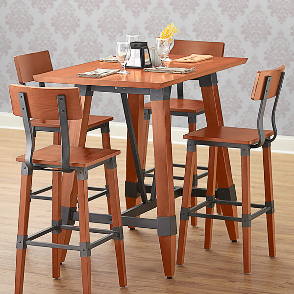 Lancaster Table & Seating Industrial 30" x 48" Solid Wood Live Edge ...