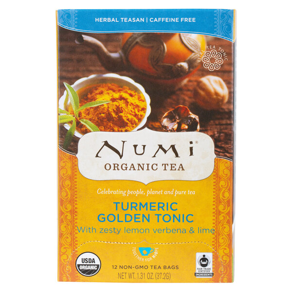 Numi Organic Golden Tonic Turmeric Tea Bags - 12/Box