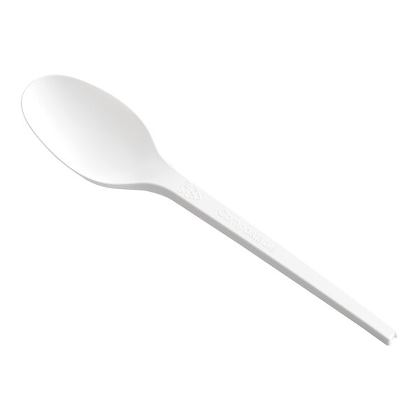 EcoChoice Heavy Weight Compostable 6 1/2" White CPLA Plastic Spoon - 50 ...