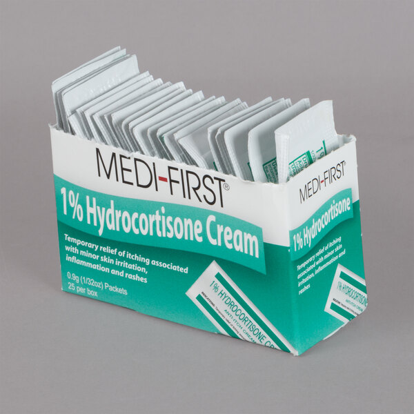 Medi-First 21173 .9G Hydrocortisone 1% Anti-Itch Cream Packet - 25/Box