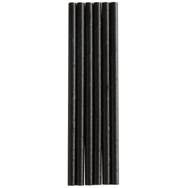 EcoChoice 5 1/2" Black Unwrapped Paper Sip Straw - 500/Pack
