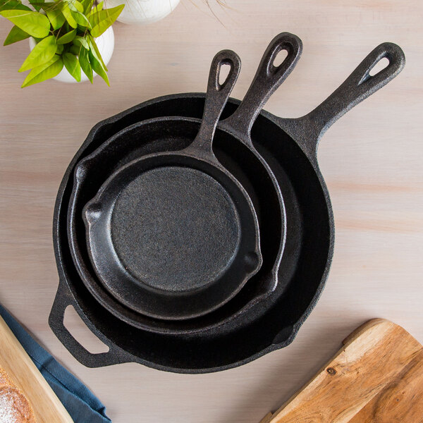 Choice 3-Piece Pre-Seasoned Cast Iron Skillet Set - Includes 6 1/2", 8 ...