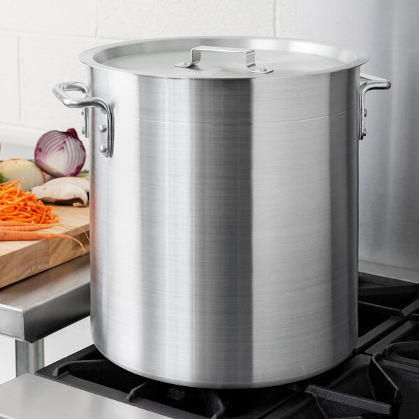 Choice 40 Qt. Standard Weight Aluminum Stock Pot with Cover