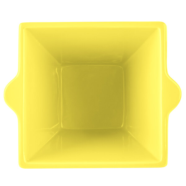 Tablecraft CW1470Y 2 Qt. Yellow Cast Aluminum Square Condiment Bowl