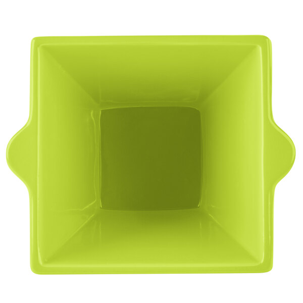 Tablecraft CW1470LG 2 Qt. Lime Green Cast Aluminum Square Condiment Bowl