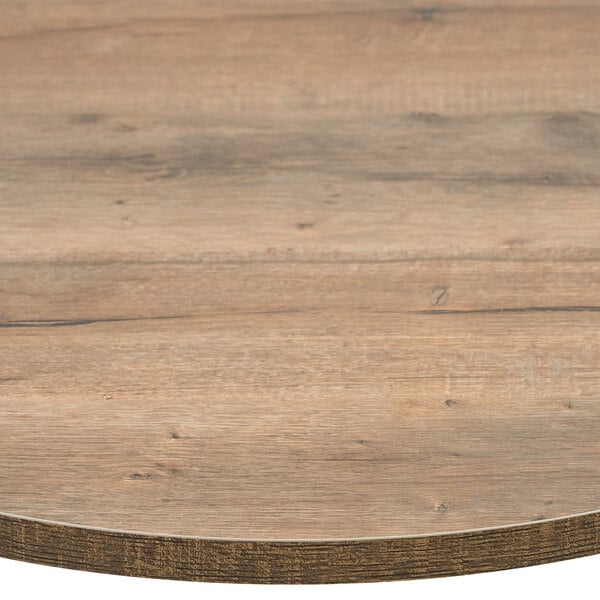 BFM Seating Relic Knotty Pine 30 Round Melamine Table Top with Matching Edge