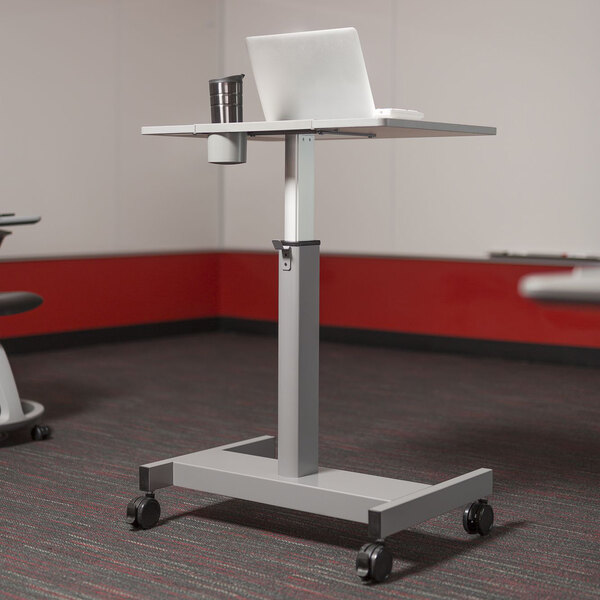 Luxor STUDENT-P 27 1/2" x 19 1/2" Light Gray Pneumatic Adjustable ...