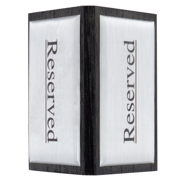 American Metalcraft SIGNR6 Black Wood "Reserved" Sign - Double-Sided
