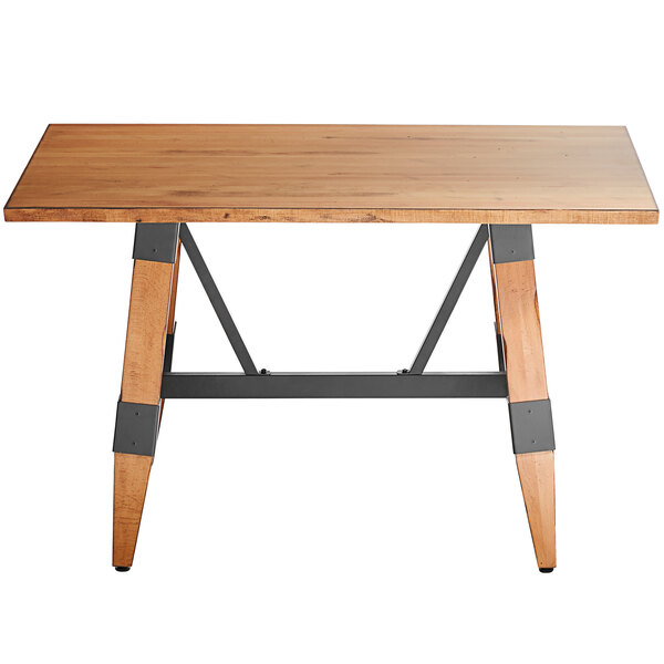 Lancaster Table & Seating Industrial 30" x 48" Solid Wood Live Edge ...