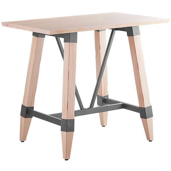 Lancaster Table & Seating Industrial 30" x 48" Solid Wood Live Edge Bar ...