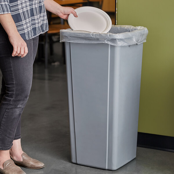 Lavex Janitorial 23 Gallon Gray Square Trash Can