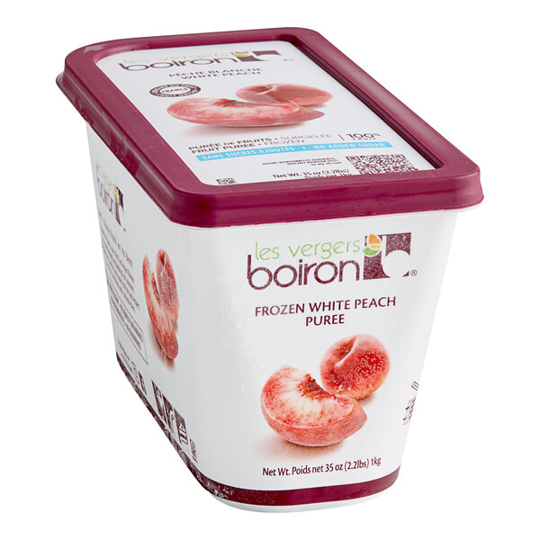 Les Vergers Boiron White Peach 100% Fruit Puree 2.2 lb. - 6/Case