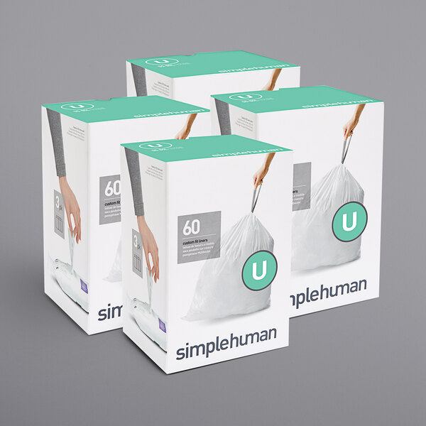 simplehuman CW0265MC 14-21 Gallon / 55-80 Liter Code U White Custom Fit ...