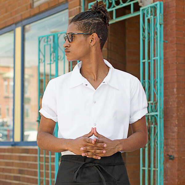 Uncommon Chef 0954 White Customizable No Pocket Cook Shirt - L